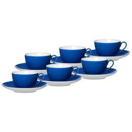 Ritzenhoff & Breker Tasse RITZENHOFF & BREKER "Kaffeetassen mit Untertassen Doppio 200 ml 6er Set", blau (indigo blau), 12 tlg., Porzellan, Trinkgef&auml;&szlig;e, Tasse