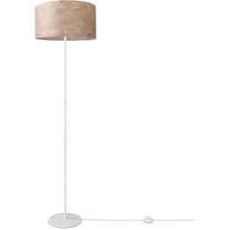 Paco Home Stehlampe "Luca Pillar", wei&szlig;, &Oslash; 38cm H: 144cm, Leuchten, Stehlampe Wohnzimmer Mit Stoff B&uuml;ro Modern Vintage Retro Muster E27, Stehlampe