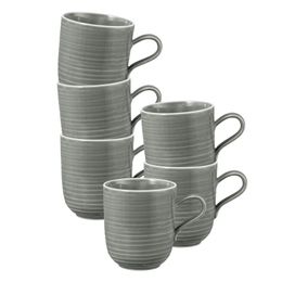 Becher Seltmann Weiden "Kaffeebecher Terra 400 ml 6er Set", grau (perlgrau), 6 tlg., Porzellan, Trinkgef&auml;&szlig;e, Becher