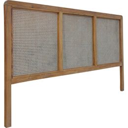 Kopfteil Sit, beige (natur), B:200cm H:120cm T:4cm, Geflecht Rattan, Massivholz, Polsterauflagen, Polsterauflage, aus Rattan-Geflecht, Wiener Geflecht, Breite 200 cm