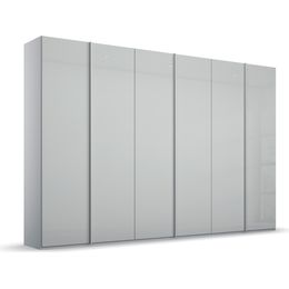 Dreht&uuml;renschrank Rauch "Kleiderschrank Schrank Garderobe W&auml;scheschrank SKAT MERIDIAN Glasfront", grau (seidengrau, glas seidengrau), B:301cm H:235cm T:63cm, Holzwerkstoff, Schr&auml;nke, Dreht&uuml;renschrank, mit Schubladeneinsatz, W&auml;scheeinteilung, Innenspiegel MADE IN GERMANY