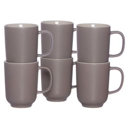 Ritzenhoff & Breker Becher RITZENHOFF & BREKER "Kaffeebecher Jasper 285 ml 6er Set", grau (taupe), Keramik, Trinkgef&auml;&szlig;e, Becher