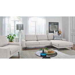 Ecksofa "CR.450, Designecksofa, L-Form", grau (lichtgrau 064, 11), B:274cm H:85cm T:178cm, Luxus-Microfaser (100% Polyester), CREATION BY ROLF BENZ, Sofas, Ecksofa, Armlehne breit und niedrig, Alugussf&uuml;&szlig;e in umbragrau, Breite 274 cm