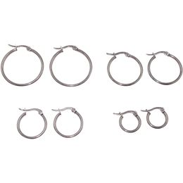 Creolen-Set Firetti "Multipack Schmuck Geschenk Ohrschmuck Ohrringe", silber (silberfarben), Ohrringe, Damen, Edelstahl, Made in Germany