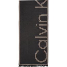 Schal Calvin Klein, Damen, schwarz, desert taupe, Web, Viskosemischung, unifarben, Modet&uuml;cher Schal, Regular fit