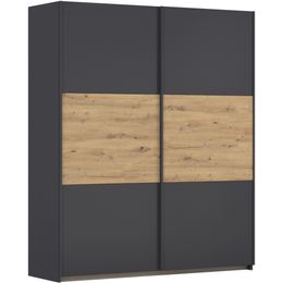 Schwebet&uuml;renschrank Rauch "Kleiderschrank Schrank Garderobe Garderobenschrank W&auml;scheschrank NEO", grau (graumetallic, eiche artisan), B:175cm H:210cm T:59cm, Holzwerkstoff, Schr&auml;nke, Schwebet&uuml;renschrank, mit gro&szlig;z&uuml;gigem Stauraum und vielf&auml;ltigen Farbkombinationen