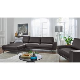 Ecksofa "CR.450, Designecksofa, L-Form", braun (graubraun 534, 49), B:274cm H:85cm T:178cm, Luxus-Microfaser (100% Polyester), CREATION BY ROLF BENZ, Sofas, Ecksofa, Armlehne breit und niedrig, Alugussf&uuml;&szlig;e in umbragrau, Breite 274 cm