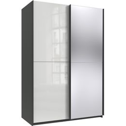 Kleiderschrank wimex, B:135cm H:198cm T:65cmfront hg lack wei&szlig;, korpus grafit, griffe schwarz, Holzwerkstoff, Jugendzimmer, Schr&auml;nke, "Mugano, B/T/H