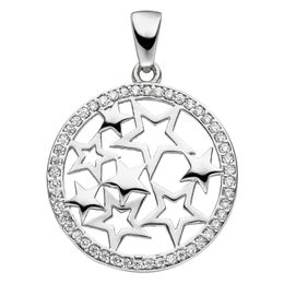 Sternanh&auml;nger Jobo "Anh&auml;nger Sterne", silber (silber 925), Schmuckanh&auml;nger, Damen, Silber 925 (Sterlingsilber), 925 Silber mit 48 Zirkonia