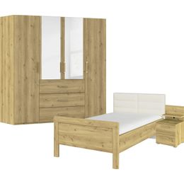 Schlafzimmer-Set Rauch "Komplettschlafzimmer Schlafzimmer EVELYN", braun (asteiche), Bett 120x200cm + ohne Matratze, B/H: 120cm x 200cm, Bett 120x200cm, Holzwerkstoff, Schlafzimmerm&ouml;bel-Sets, Schrank und Bett in 2 Breiten, Nachttisch mit Paneel MADE IN GERMANY