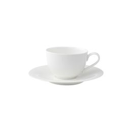 Villeroy & Boch Tasse VILLEROY & BOCH "Kaffeetasse mit Untertasse New Cottage Basic 150 ml wei&szlig;", wei&szlig;, Porzellan, Trinkgef&auml;&szlig;e, Tasse