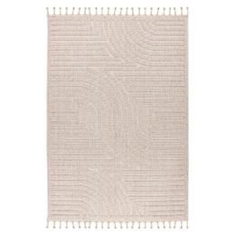 Teppich Kayoom "Reef 225", beige, B:200cm H:9mm L:290cm, Polypropylen, Teppiche, Teppich, Kurzflor, Struktur, mit Fransen, Wohnzimmer