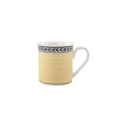 Villeroy & Boch Becher VILLEROY & BOCH "Kaffeebecher Audun Fleur 300 ml wei&szlig;-grau-gelb", bunt (wei&szlig;, grau, gelb), Porzellan, Trinkgef&auml;&szlig;e, Becher