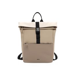 Emily & Noah Rucksack EMILY & NOAH "Rucksack E&N Pessac RUE 09", Damen, Gr. B/H/T: 37cm x 39cm x 12cm, beige (sand, kombi 429), Obermaterial: 60% Polyurethan PU. 40% Polyester PES., Rucks&auml;cke Rucksack