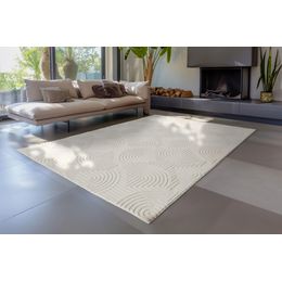 Teppich Kayoom "Balance Flow 225", creme, B:120cm H:18mm L:170cm, Polyester, Teppiche, Teppich, Kurzflor, Hoch Tief, modernes Muster, Wohnzimmer