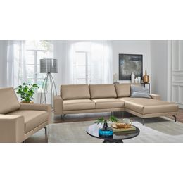 Ecksofa "CR.450, Designecksofa, L-Form", beige (beige 534, 20), B:274cm H:85cm T:178cm, Luxus-Microfaser (100% Polyester), CREATION BY ROLF BENZ, Sofas, Ecksofa, Armlehne breit und niedrig, Alugussf&uuml;&szlig;e in umbragrau, Breite 274 cm