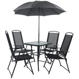 Garten-Essgruppe Vcm "Vcm 5-tlg Gartenm&ouml;bel Set Sitzgruppe Essgruppe 1xTisch, 4x St&uuml;hle Tisch Ma&szlig;e ca. H. 70 x B. 80 x T. 55 cm Hochlehner Set 80", schwarz (anthrazit,), Obermaterial: 90% Textilmaterial TEXMAT. 10% Metall MT., Sitzm&ouml;bel-Sets