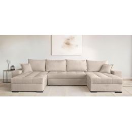 Wohnlandschaft OTTO HOME "Home System U-Form, von B: 269-352 cm w&auml;hlbar, 6 Varianten zur Auswahl", beige, H:41cm T:161cm, 100%Polyester, Sofas, Wohnlandschaft, mit Bettfunktion, Bettkasten & Zierkissen, Federkern
