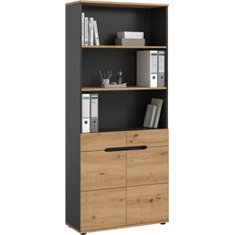 Aktenschrank Home Affaire "REHAT, TOPSELLER, H&ouml;he 190cm, 5 F&auml;cher, 3 feste & 1 variabler Boden", basalt grau, artisan eiche nachbildung, B:80cm H:190cm T:37cm, FSC-zertifizierter Holzwerkstoff, Schr&auml;nke, Regal, Schrank, B&uuml;roschrank, Homeoffice, Office, B&uuml;ro
