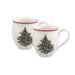 Villeroy & Boch Becher VILLEROY & BOCH "Henkelbecher Tannenbaum Toy's Delight 390 ml 2er Set bunt", bunt, 2 tlg., Porzellan, Trinkgef&auml;&szlig;e, Becher