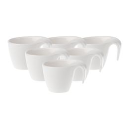 Villeroy & Boch Espressotasse VILLEROY & BOCH "Mokka-/Espressotassen Flow 100 ml 6er Set wei&szlig;", wei&szlig;, Porzellan, Trinkgef&auml;&szlig;e, Espressotasse