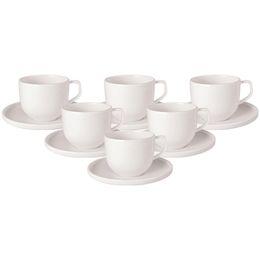 Villeroy & Boch Tasse VILLEROY & BOCH "Kaffeetassen mit Untertassen Afina 150 ml 6er Set wei&szlig;", wei&szlig;, Porzellan, Trinkgef&auml;&szlig;e, Tasse