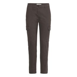 Cargohose oxmo "Cargohose OXPALER", Damen, Gr. 38, N-Gr, grau (ebony), Obermaterial: 98% Baumwolle CO. 2% Elasthan EL., Hosen Cargohose