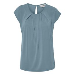 Shirttop oxmo "Blusentop OXBjalla", Damen, Gr. XL, blau (smoke blau), Obermaterial: 64% Modal CMD. 36% Polyester PES., Tops Shirttop