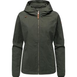 Outdoorjacke Ragwear "Dizzea Vintage YOUMODO", Damen, Gr. M (38), gr&uuml;ngelb, Obermaterial: 100% Baumwolle. Innenfutter: 100% Polyester, figurumspielend h&uuml;ftbedeckend, hoch geschlossener Ausschnitt, &Auml;rmel ohne &Auml;rmelschlitz Rippb&uuml;ndchen, Jacken Outdoorjacke, Beschichtete Damen &Uuml;bergangsjacke mit Kapuze