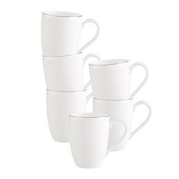 Villeroy & Boch Tasse VILLEROY & BOCH "Becher mit Henkel Anmut Platinum No. 1 300 ml 6er Set wei&szlig;", wei&szlig;, 6 tlg., Porzellan, Trinkgef&auml;&szlig;e, Tasse