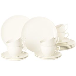 Geschirr-Set Seltmann Weiden "Kaffeeservice Savona Fine Diamond 18er Set creme", beige (creme), 18 tlg., Porzellan, Geschirr-Sets, Geschirr-Set, Sp&uuml;lmaschinenfest, Mikrowellensicher, Ofenfest