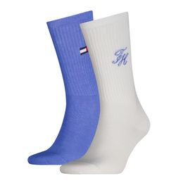 Socken Tommy Hilfiger "TH UNI SOCK 2P MONOGRAM", Damen, Gr. 39-42, wei&szlig;, Obermaterial: 76% Baumwolle, 23% Polyamid, 1% Elasthan, Socken Socken