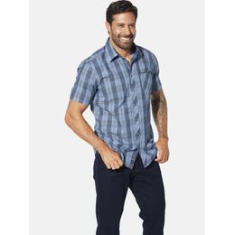 Kurzarmhemd Jan Vanderstorm "Kurzarmhemd HAGBUR", Herren, Gr. 3XL, weit, grau (blau kariert), Obermaterial: 100% Baumwolle CO., Hemden