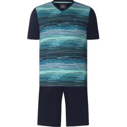 Schlafanzug Jan Vanderstorm "Kurzer Schlafanzug AUDUN", Herren, Gr. 3XL, blau (t&uuml;rkis), Obermaterial: 100% Baumwolle CO., Homewear-Sets Schlafanzug
