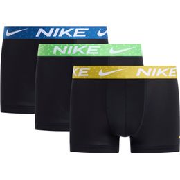 Trunk NIKE UNDERWEAR "TRUNK 3PK", Herren, Gr. XXL, 3 Stk., blk, sfrn qrtz, mn grn, ct bl m ssh wb, Jersey, Obermaterial: 92% Polyester, 8% Elasthan, k&ouml;rpernah, Unterhosen, mit Logo-Elastikbund