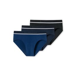 Slip Schiesser "Slip 3PACK Rio-Slip "95/5" 3er Pack", Damen, Gr. L, blau (schwarz, blau), Obermaterial: 95% Baumwolle CO. 5% Elasthan EL., Unterhosen Slip