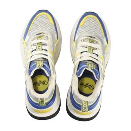 Trainingsschuh Buffalo "Buffalo Buffalo Triplet HolLow - Vegan Nappa/Mesh", Damen, Gr. 38, blau, gelb, wei&szlig;, Kunstfaser, unifarben, Schuhe