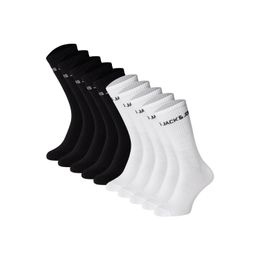 Jack & Jones Kurzsocken JACK & JONES "Socken JACBASIC LOGO TENNIS SOCK 10 PACK JNR 10er Pack", M&auml;dchen, Gr. 38-43, schwarz (schwarz, wei&szlig;), Obermaterial: 72% Baumwolle CO. 26% Polyester PES. 2% Elasthan EL., Socken