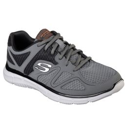 Sneaker Skechers "VERSE-FLASH POINT", Herren, Gr. 46, dunkelgrau, Leder, Textil, Schuhe Sneaker, Freizeitschuh, Halbschuh, Schn&uuml;rschuh mit Memory Foam-Ausstattung