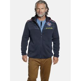 Sweatjacke Jan Vanderstorm "Strickfleecejacke STELLAN", Herren, Gr. L, blau (dunkelblau), Obermaterial: 100% Polyester COOLMAX PES(Coolmax)., Sweatjacken Sweatjacke