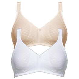 B&uuml;gelloser BH SuSa "2er Pack BH ohne B&uuml;gel Topsy Plus", Damen, Gr. 75, Cup F, bunt (beige wei&szlig;), Obermaterial: 40% Baumwolle CO. 30% Polyamid PA. 30% Elasthan EL., BHs