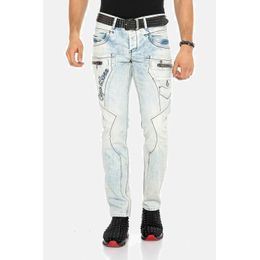 Cipo & Baxx Regular-fit-Jeans CIPO & BAXX "Jeans", Herren, Gr. 42, L&auml;nge 32, blau (hellblau), 100% Baumwolle, unifarben, regular fit lang, Jeans, in Regular-Fit, CD-272