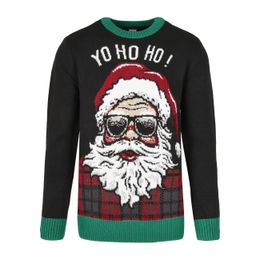 Rundhalspullover Urban Classics "Urban Classics Herren Ho Ho Ho Sweater", Damen, Gr. S, schwarz, 100% Polyacryl, mehrfarbig, normal, Rundhals, Pullover Rundhalspullover