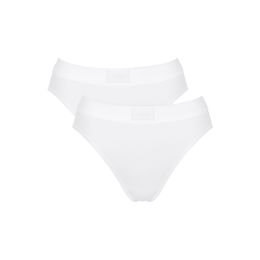 Slip Sloggi "Slip Double Comfort Tai 2P 2er Pack", Damen, Gr. L, wei&szlig;, Obermaterial: 93% Baumwolle CO. 7% Elasthan EL., Unterhosen Slip