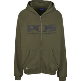 Kapuzenpullover PEQUS "PEQUS PEQUS Island Defender Zip Hoodie", Herren, Gr. L, gr&uuml;n, 100% Baumwolle, mehrfarbig, relaxed fit, ohne Ausschnitt, Pullover Kapuzenpullover
