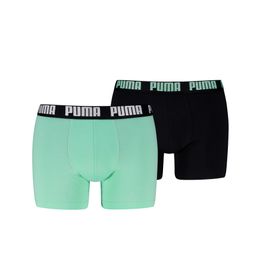 Boxershorts Puma "Puma MEN EVERYDAY BASIC BOXERS 2P", Herren, Gr. XL, mint jelly, schwarz, Jersey, Obermaterial: 95% Baumwolle, 5% Elasthan, k&ouml;rpernah, Unterhosen, mit Puma Webbund
