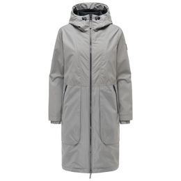Langmantel Navahoo "Edelumhang 14", Damen, Gr. XXXL(46), grau, Obermaterial 1 : 60% Polyester, 40% Polyurethan. Obermaterial 2: 100% Polyester. Innenfutter: 100% Polyester. Wattierung: 100% Polyester. &Auml;rmelfutter: 100% Polyester, gerade knieumspielend, hoch geschlossener Ausschnitt, &Auml;rmel ohne &Auml;rmelschlitz elastischer Bund, M&auml;ntel, Wasserabweisender &Uuml;bergangsmantel mit Kapuze