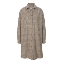 Madeleine Mode Outdoorjacke MADELEINE "Hemdjacke Lange Hemdjacke mit Glencheck-Karo", Damen, Gr. 44, beige (platin), Obermaterial: 68% Polyester PES. 32% Wolle WO., Modern, Jacken Outdoorjacke