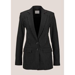 Madeleine Mode Longblazer MADELEINE "Blazer Langer, taillierter Blazer", Damen, Gr. 40, schwarz (schwarz, wollwei&szlig;), Obermaterial: 70% Viskose CV. 19% Polyamid PA. 8% Polyester PES. 3% Elasthan EL., Blazer Longblazer