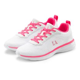 Sneaker Lascana "Turnschuhe", Damen, Gr. 36, wei&szlig;, pink, Obermaterial: 60% Textilmaterial, 40% Lederimitat. Decksohle: 100% Textilmaterial. Futter: 100% Textilmaterial. Laufsohle: 100% Synthetik, kontrastfarbene Details, unifarben, Schuhe Sneaker, Freizeitschuh, Halbschuh im sportiven Look VEGAN